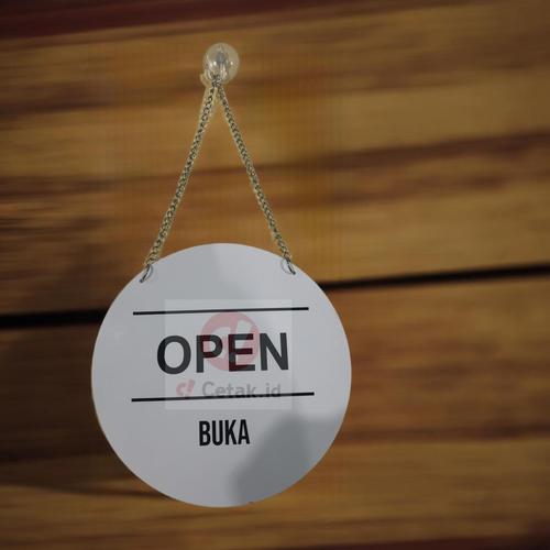 Promo Sign Akrilik OPEN & Close Include dengan rantai + Kop Kaca ...