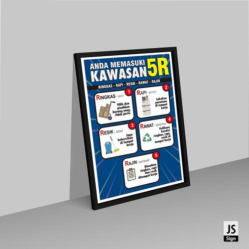 Jual Poster Safety K3 - ANDA MEMASUKI KAWASAN 5R + FRAME A0 - Kab ...
