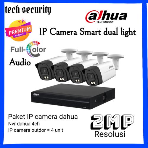 Jual PAKET CCTV 4 IP CAMERA AUDIO SMART DUAL LIGHT DAHUA 2MP OUTDOR ...
