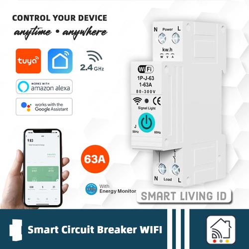 Promo Tuya Smart Life MCB Circuit Breaker WIFI 63A 1P KWH Monitor ...