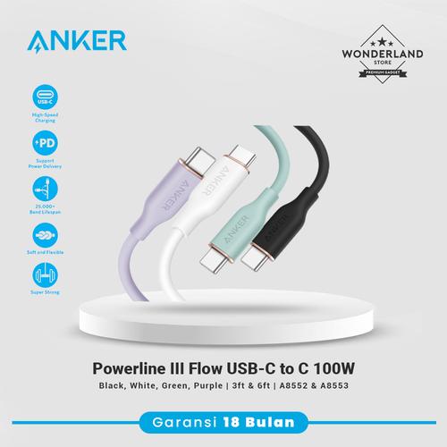 Jual Anker Kabel Data Powerline III Flow USB-C to C 100W 3ft 6ft A8552 ...