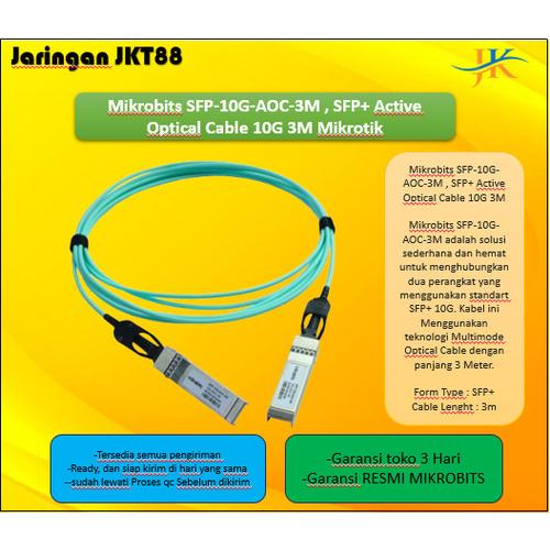 Jual Mikrobits SFP-10G-AOC-3M , SFP+ Active Optical Cable 10G 3M ...