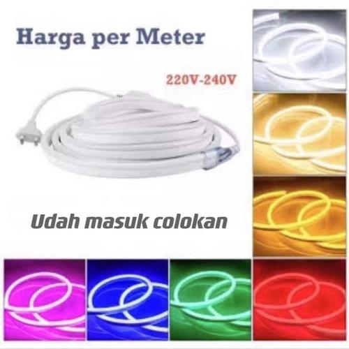 Jual PAKET LAMPU LED NEON FLEX 220V 1M - 5M FLEXIBLE OUTDOOR TINGGAL COLOK - Putih, 1M+colokan ...