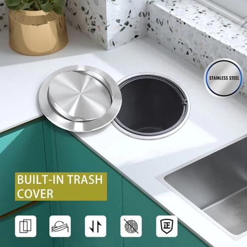 Jual 304 Garbage Flap Bulat Stainless Steel Lid Trash Bin Cover Flush ...