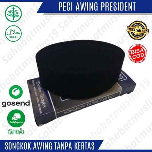 Jual Peci Awing President Hitam Original Songkok Tanpa Kertas Songkok ...