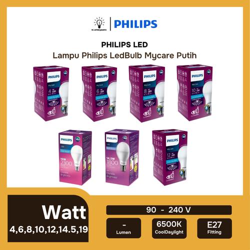 Jual Lampu Bohlam Philips LED Bulb 4W 6W 8W 10W 12W 14.5W 19W E27 MyCare - WW 3000K, 10W ...
