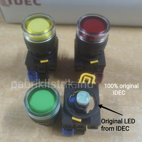Jual pushbutton lamp lampu YW1L MF2E 01Q0R 10Q0G 220v 24v idec - Green ...