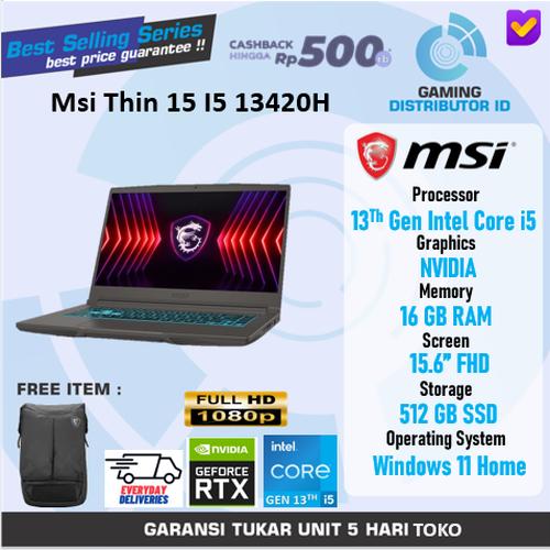 Promo Laptop Msi Thin 15 I5 13420H Rtx4050 6Gb/ 8Gb 512Gb W11 15.6FHd ...