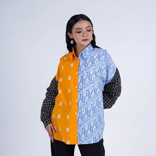 Promo Batik ENOM Blouse Batik Wanita Modern Kamala - Patchwork Series ...