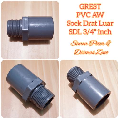 Jual GREST SDL 3/4" inch Sock Drat Luar Sambungan Pipa PVC AW utk Air ...
