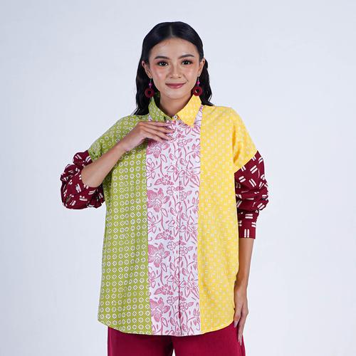 Jual Batik ENOM Blouse Batik Wanita Modern Emily - Patchwork Series ...