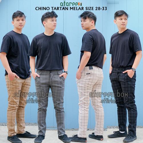 Jual Celana Panjang Pria Motif Kotak Kotak Celana Chino Tartan Slim Fit ...