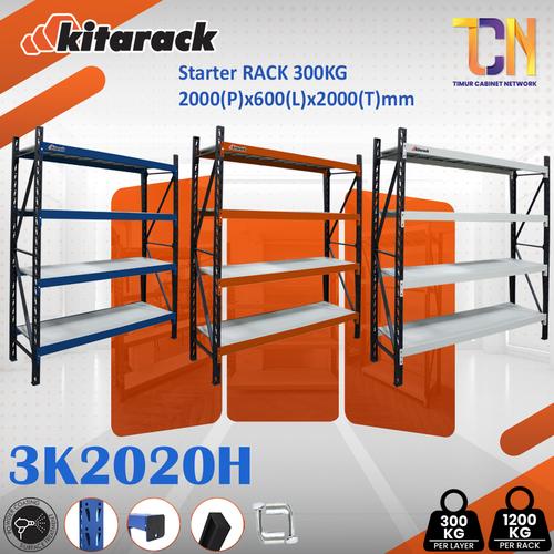 Jual RAK GUDANG BESI 2 METER KITARACK LIGHTDUTY 300KG Frame Hitam ...