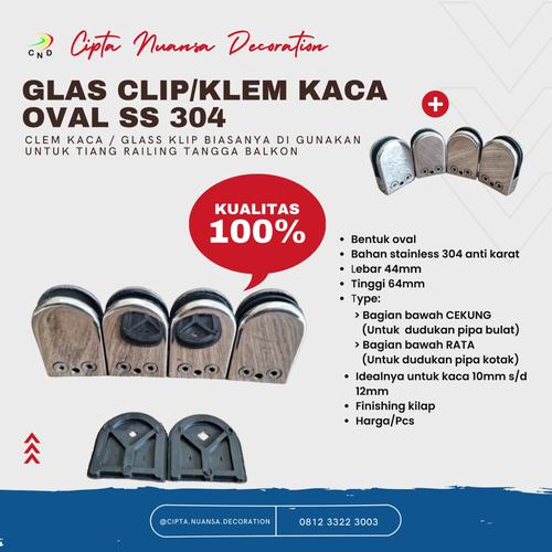 Jual Clem klem kaca oval 304 / Glass clip penjepit tiang railing ...