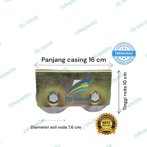 Jual roda pagar besi super 8 cm dobel/ganda - rel besi behel, bearing ...