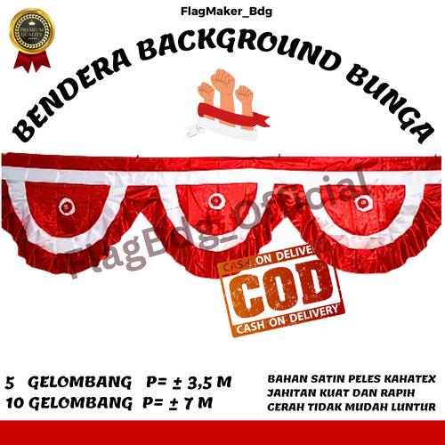 Jual Bendera Background Bunga Jadul Merah Putih Indonesia 5 Gelombang ...