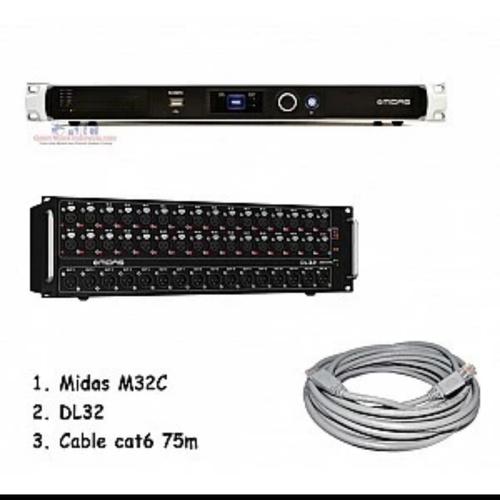 Jual Mixer digital Midas M32C +Stage box DL32 + kabel LAN 75 mtr ...