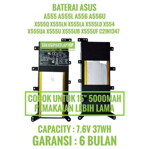 Jual Baterai Laptop Asus X555 X555Q X555D X555L K555 K555L A555 A555L F554 - C21N1347 H 5000 ...