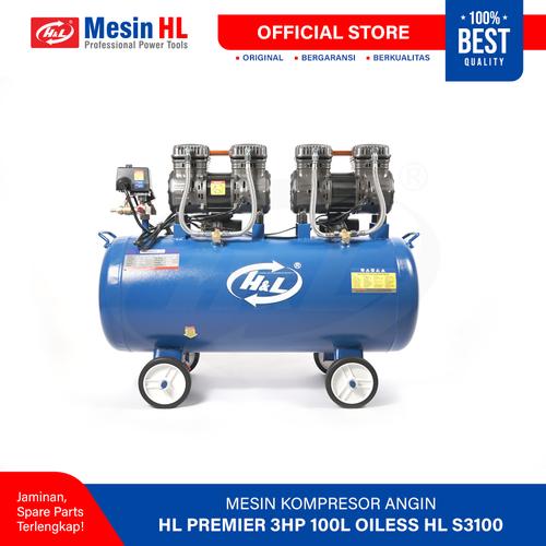 Promo HL Mesin Kompressor Angin/ Compressor Premier 3HP 100L Oiless HL-S3100 Cicil 0% 3x ...