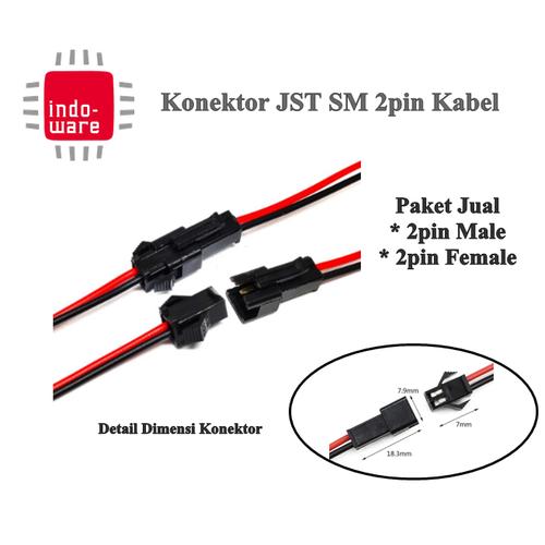 Jual Kabel Soket DC SM 2 pin Konektor JST Male female Connector Cable ...