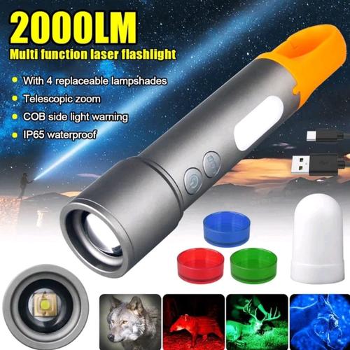 Jual Senter LED Jarak Jauh 4 warna USB Recharge Waterproof IP65 ZOOM ...