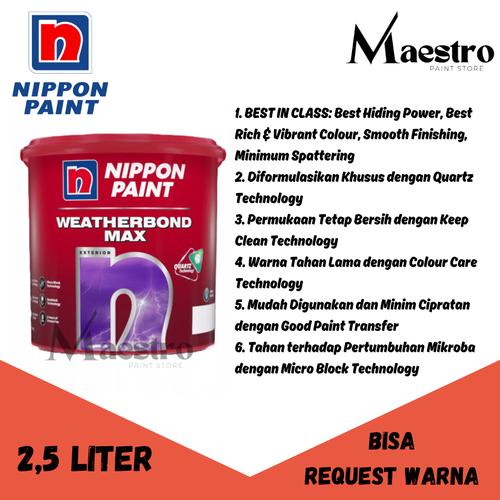 Jual Cat Tembok NIPPON WEATHERBOND MAX 2.5 LITER Brilliant White/ Warna ...