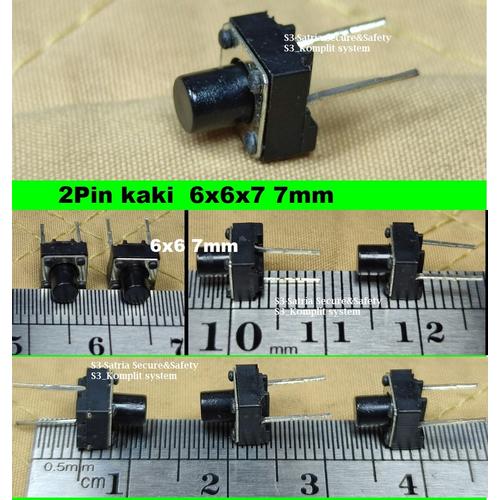 Jual Tactile Switch 6x6 7mm 2pin 2kaki tekan 2 Pin push 6mm 7mm 6x6x7 ...