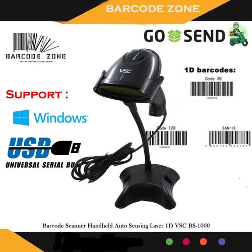 Promo 1D Barcode Scanner VSC BS-1000 USB Handheld Auto Sensing Laser ...