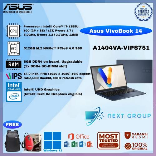 Jual Asus Vivobook 14 A1404VA-VIPS751 Core i7-1355U 8GB 512GB 14" W11 ...