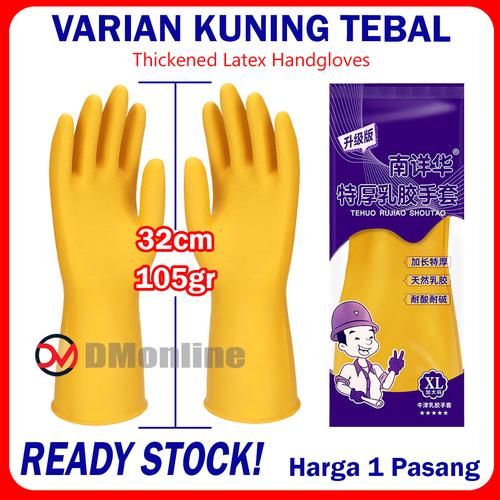 Jual Sarung Tangan Karet Glove Latex Dotted Rubber Handglove 1 Pasang Pair - GLO KUNING L ...