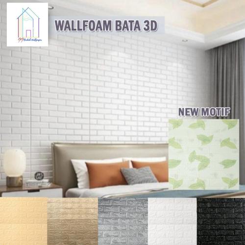 Jual WALLPAPER FOAM Bata Putih Wallfoam dinding 70cm x 77cm - 3MM PLAIN ...