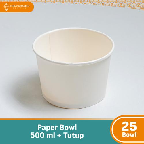 Promo [25pcs] Paper Bowl Putih & Tutup /Rice Bowl/Mangkok Kertas (500ml ...