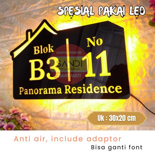 Jual PAPAN NOMOR RUMAH LED ACRYLIC NOMER RUMAH LED NO RUMAH MENYALA ...