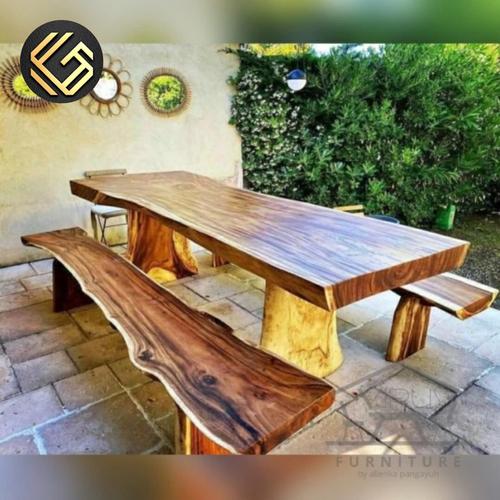 Jual set meja makan bangku panjang kayu trembesi jepara - Kab. Jepara ...