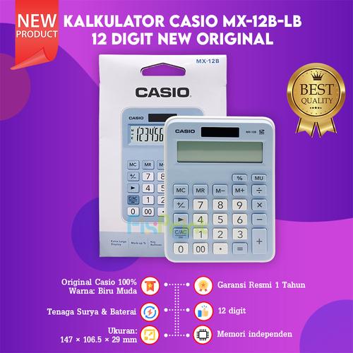 Jual Calculator Casio MX-12B Desktop Kalkulator 12 Digit New Original - PINK LIGHT BLUE ...