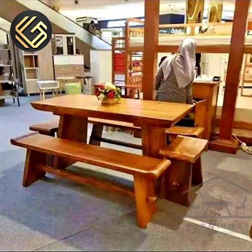 Jual meja sate trembesi meja makan suar wood top table kayu solid ...