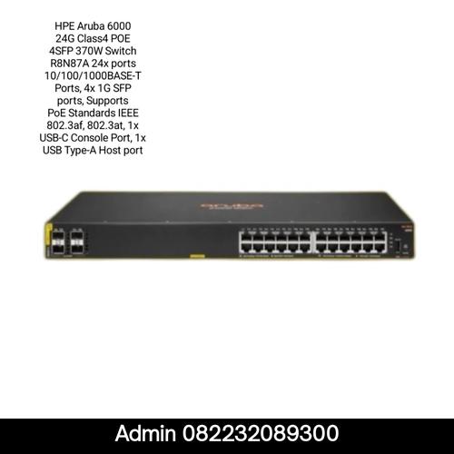 Jual HPE R8N87A Aruba 6000 24G Class4 PoE 4SFP 370W Switch - Kota ...