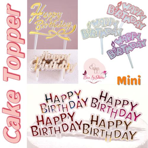 Promo Cake Topper Mini Hiasan Kue Happy Birthday - HBD Api Gold ...