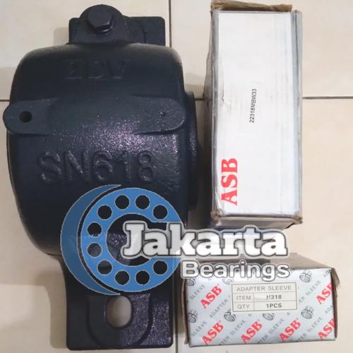Jual SN618 PLUMMER BLOCK SET SN 618 - BEARING 22318 K - ADAPTER H 318 ...