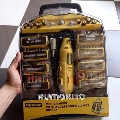 Jual Krisbow mini grinder 3mm with accessories set gerinda mini 217 pcs ...