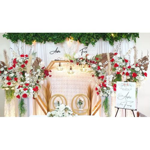 Jual Dekorasi Lamaran Akad Wedding Hexagonal Rustic Backdrop Photobooth ...