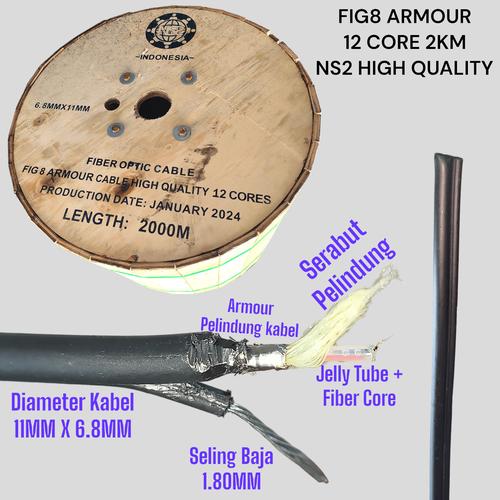 Promo kabel fo fig8 12 core armour jelly tube high quality NS2 2km ...