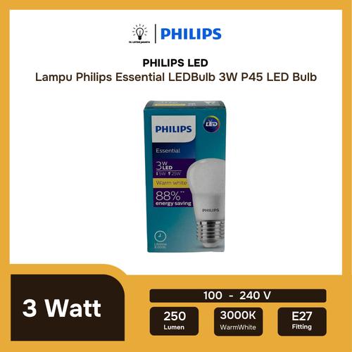 Promo Lampu Philips Essential LEDBulb 3W P45 LED Bulb - WW 3000K ...