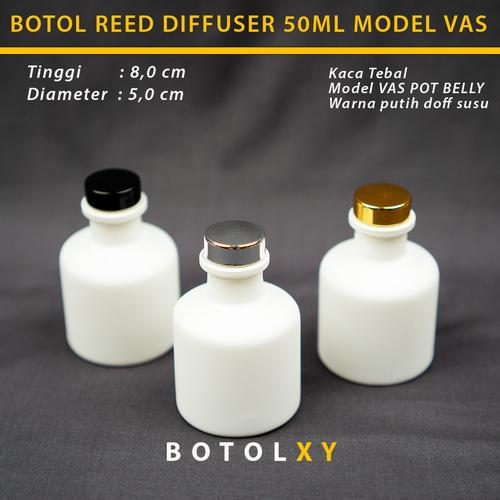 Jual Botol Reed Diffuser 50ml - Vas Belly Pot - Kaca Putih Susu Doff ...
