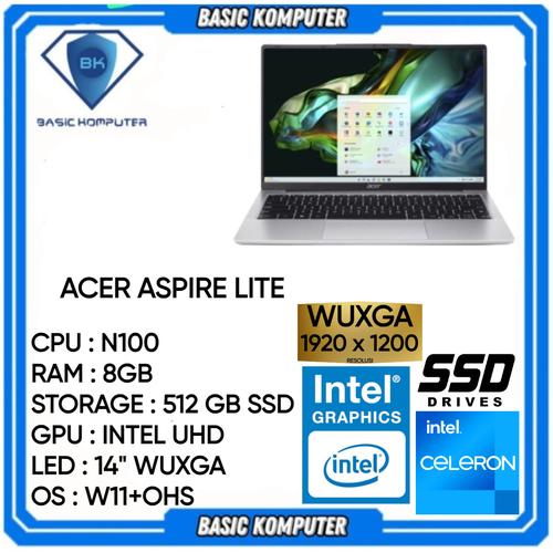 Jual LAPTOP ACER ASPIRE LITE AL14 31P N100 8GB 512GB 14 WUXGA W11 OHS - 8GB+512GB SSD - Jakarta ...