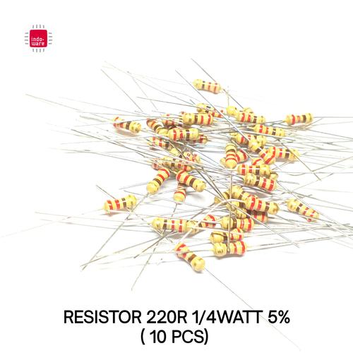 Jual R Resistor 220R 220 R 220 ohm 220ohm 1/4 watt 5% paket 10 pcs - Kota Semarang - indo-ware ...