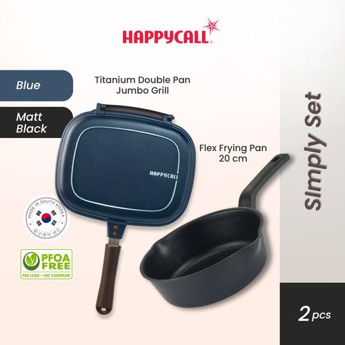 Promo Happycall Titanium Double Pan Blue+Flex Fry Pan-Anti Lengket ...