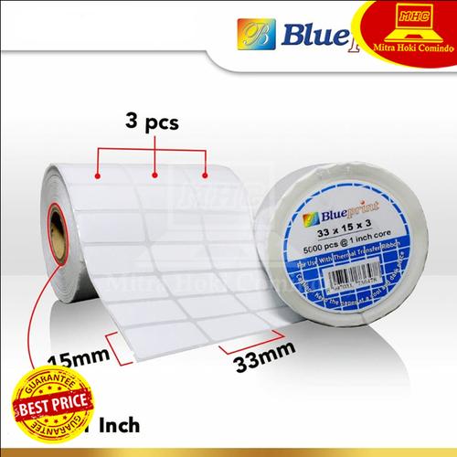 Jual KERTAS STIKER LABEL BARCODE Semi Coated BLUEPRINT 33x15mmx3Line ...