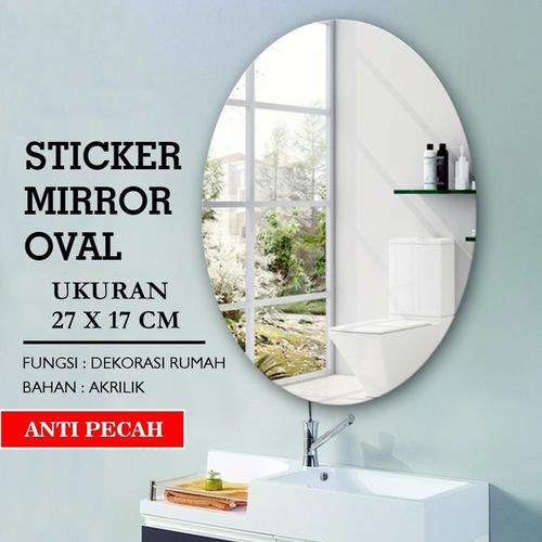 Jual Cerminan Sticker 3D Dinding Bentuk Oval Kaca Acrylic Cermin Tempel ...