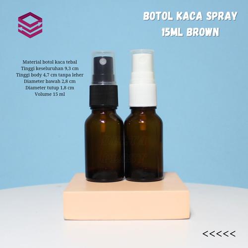 Jual botol spray 15ml kaca amber tebal / Botol serum 15ml kaca - Spray ...